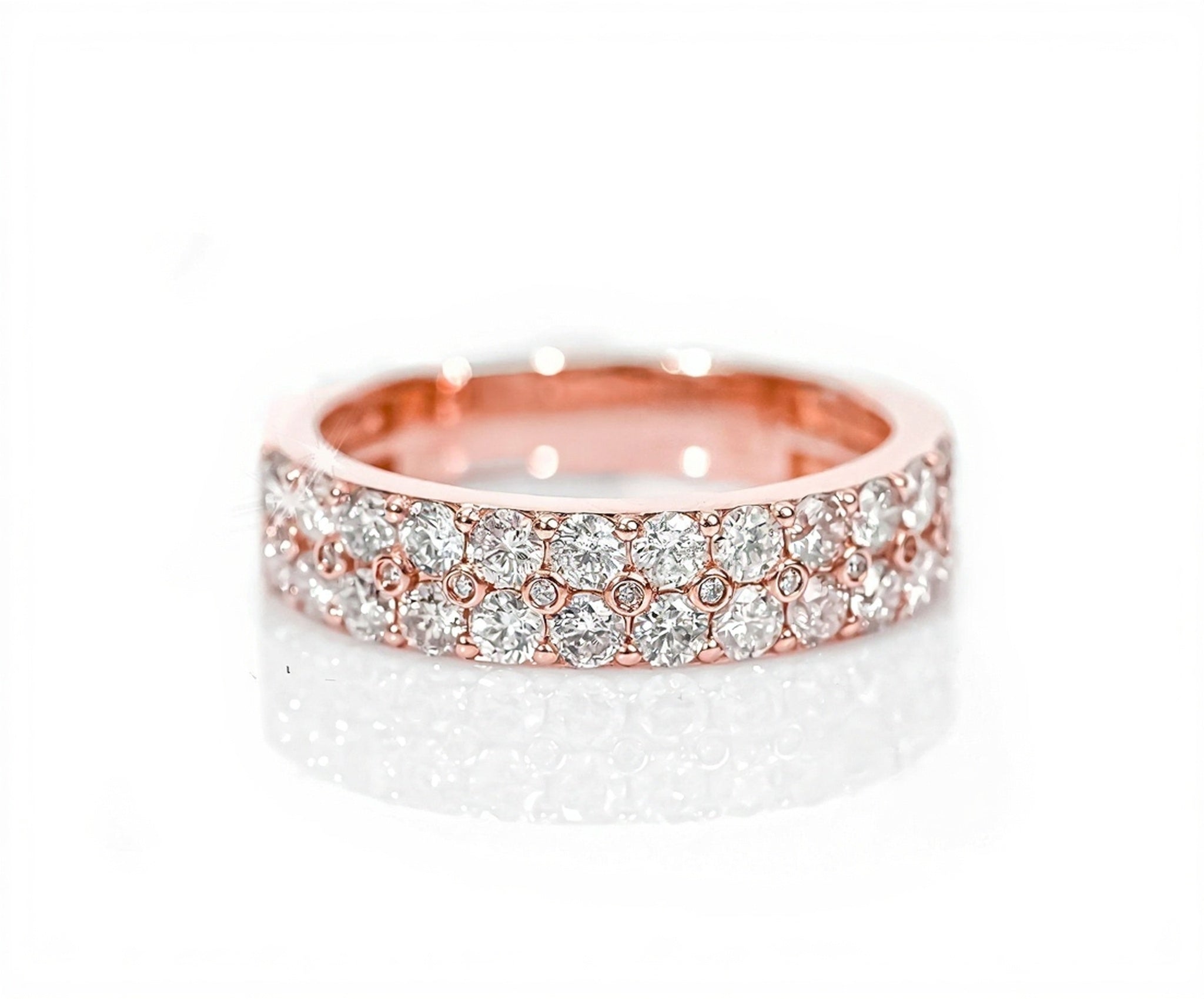 10k Gold Double Row Diamond Ring Band 1.75ct - Mr. Alex Jewelry