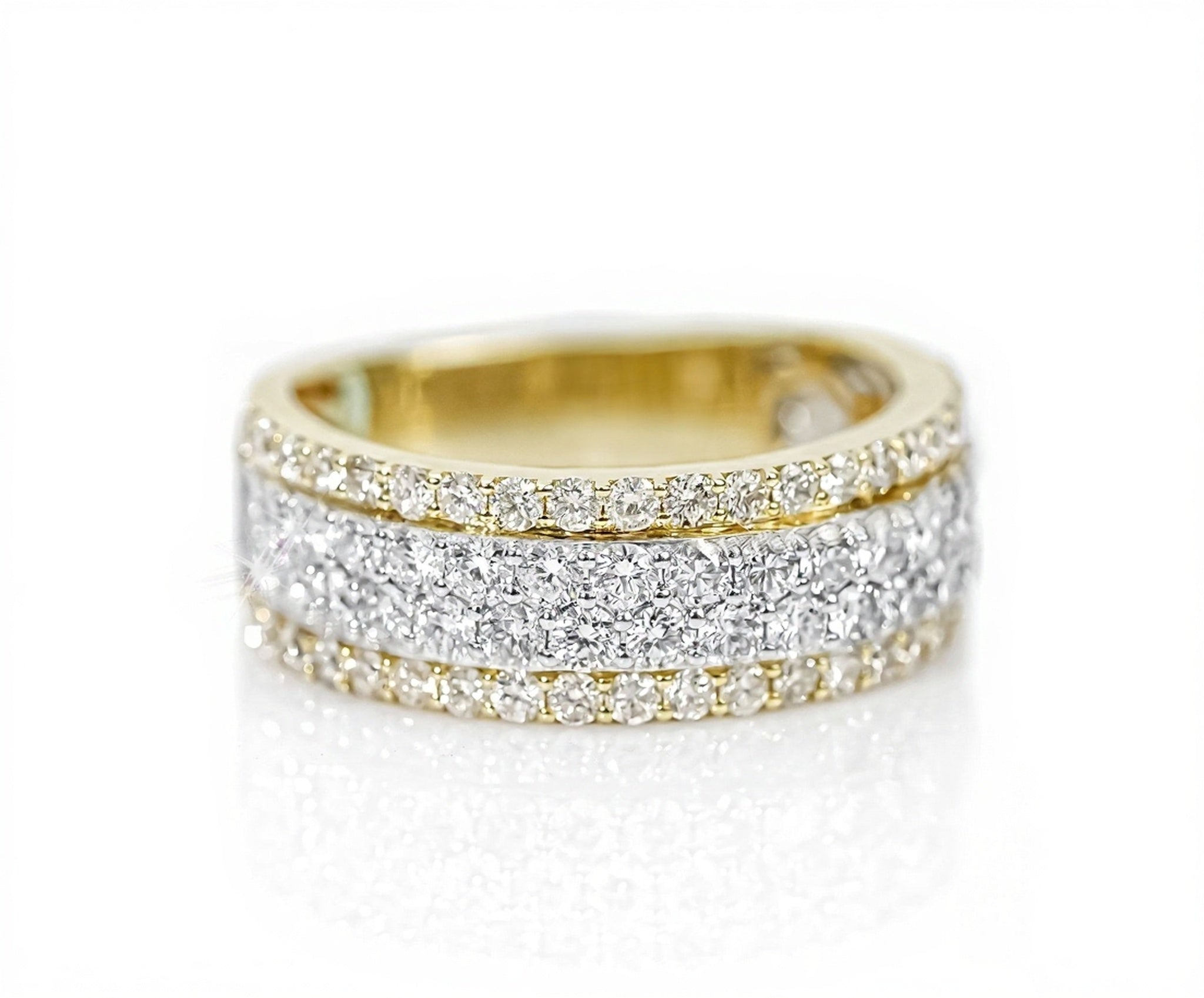 10k Gold Four-Row Graduated Diamond Ring 2.30ct - Rings | Mr. Alex Jewelry
