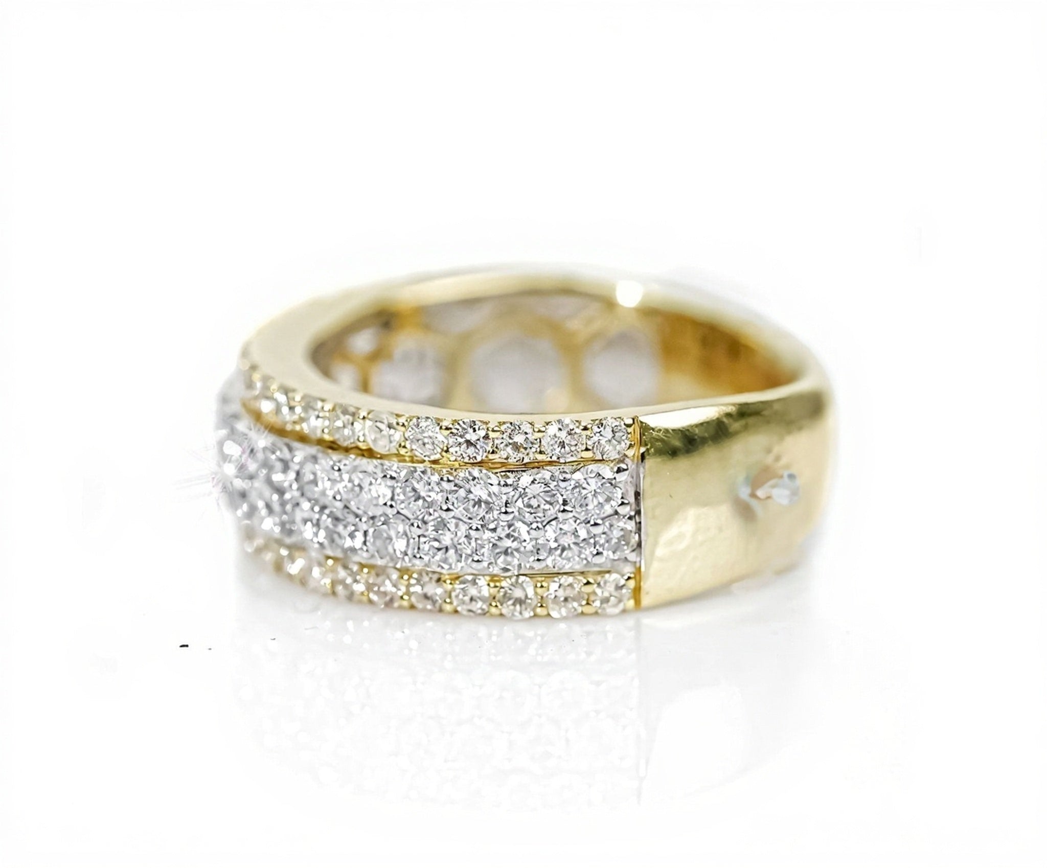 10k Gold Four-Row Graduated Diamond Ring 2.30ct - Rings | Mr. Alex Jewelry
