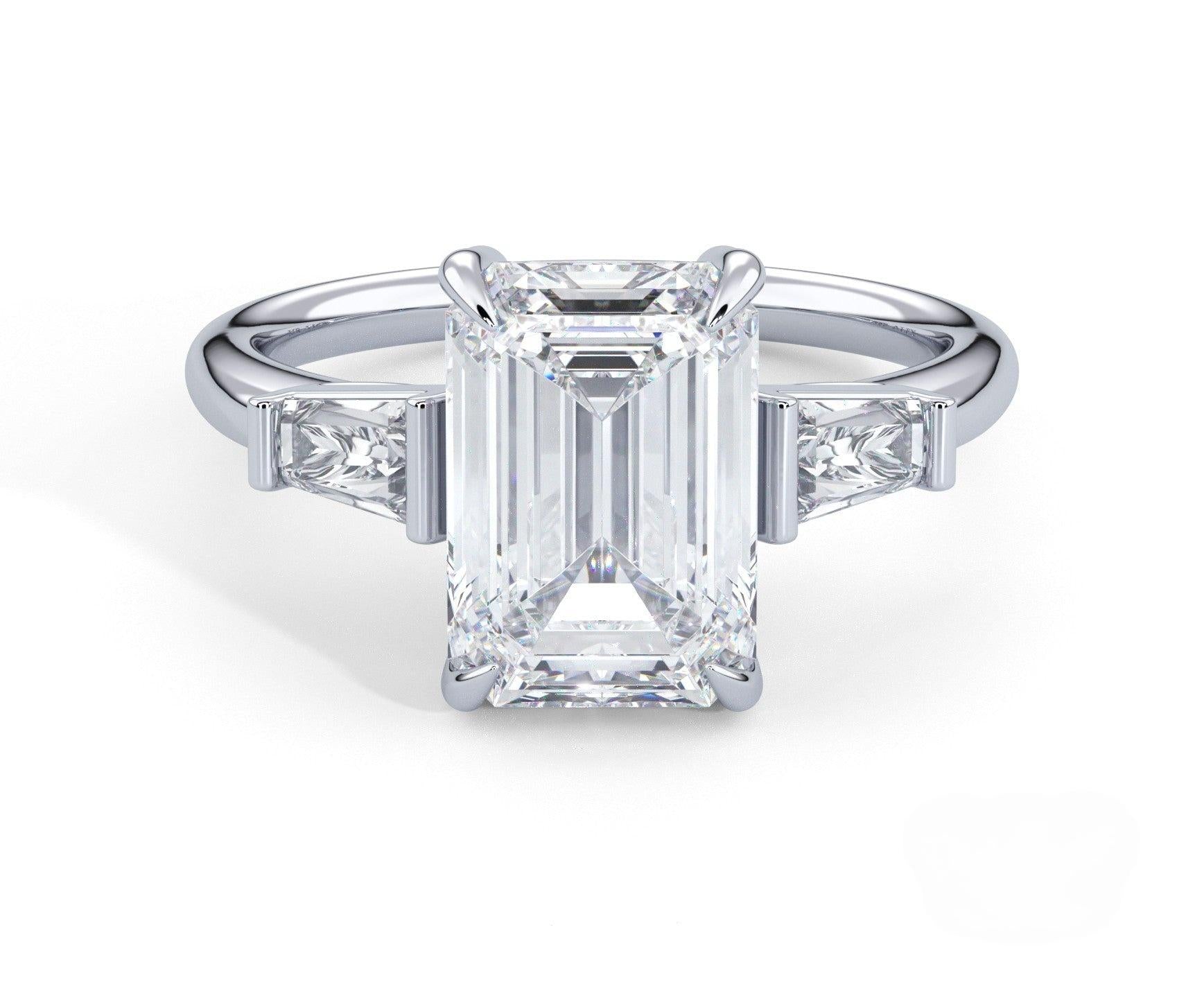 2 Carat Emerald Cut Tapered Baguette Three Stone Engagement Ring - Mr ...