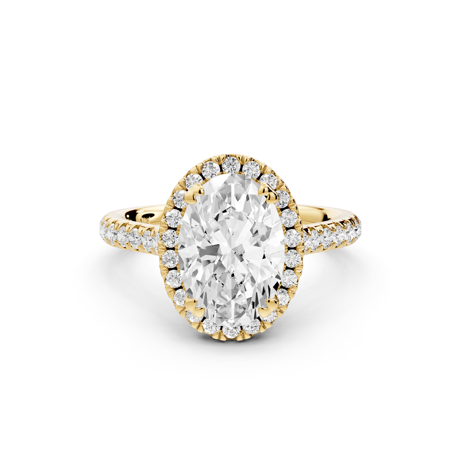 Marcella - 2ct 14k yellow gold oval halo double talon prong cathedral ...