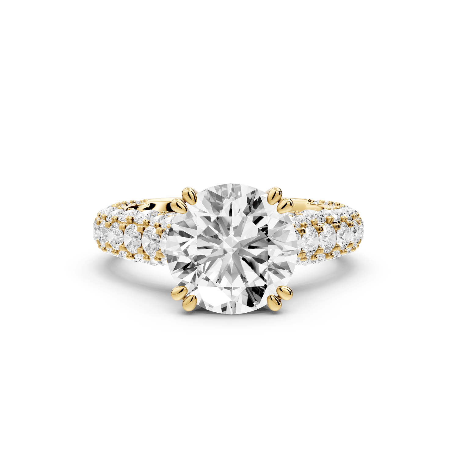 Clarissa - 3ct 14k yellow gold round Diamond double talon prongs with a ...