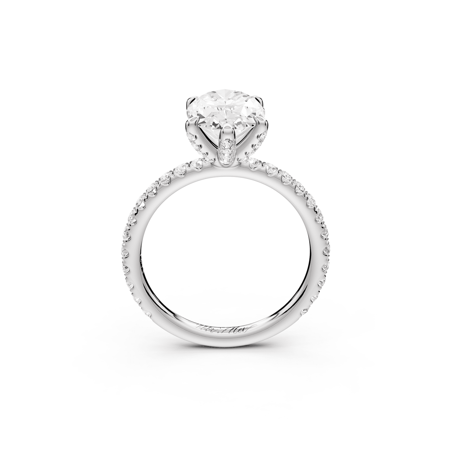 Elise - 2ct platinum oval diamond 6-Talon Prong Diamond Crown with Pavé ...