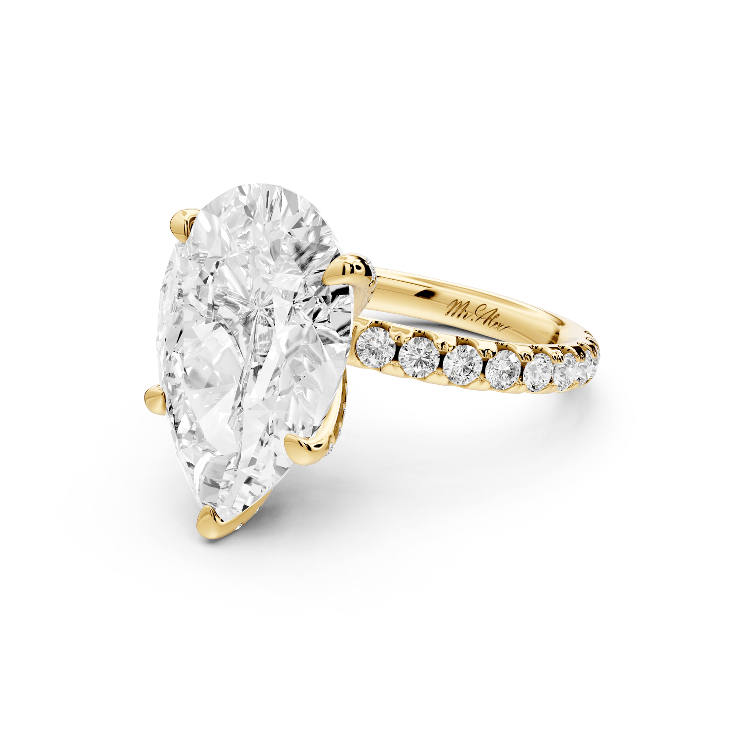 Elise - 5ct 18k yellow gold pear diamond 6-Talon Prong Diamond Crown ...
