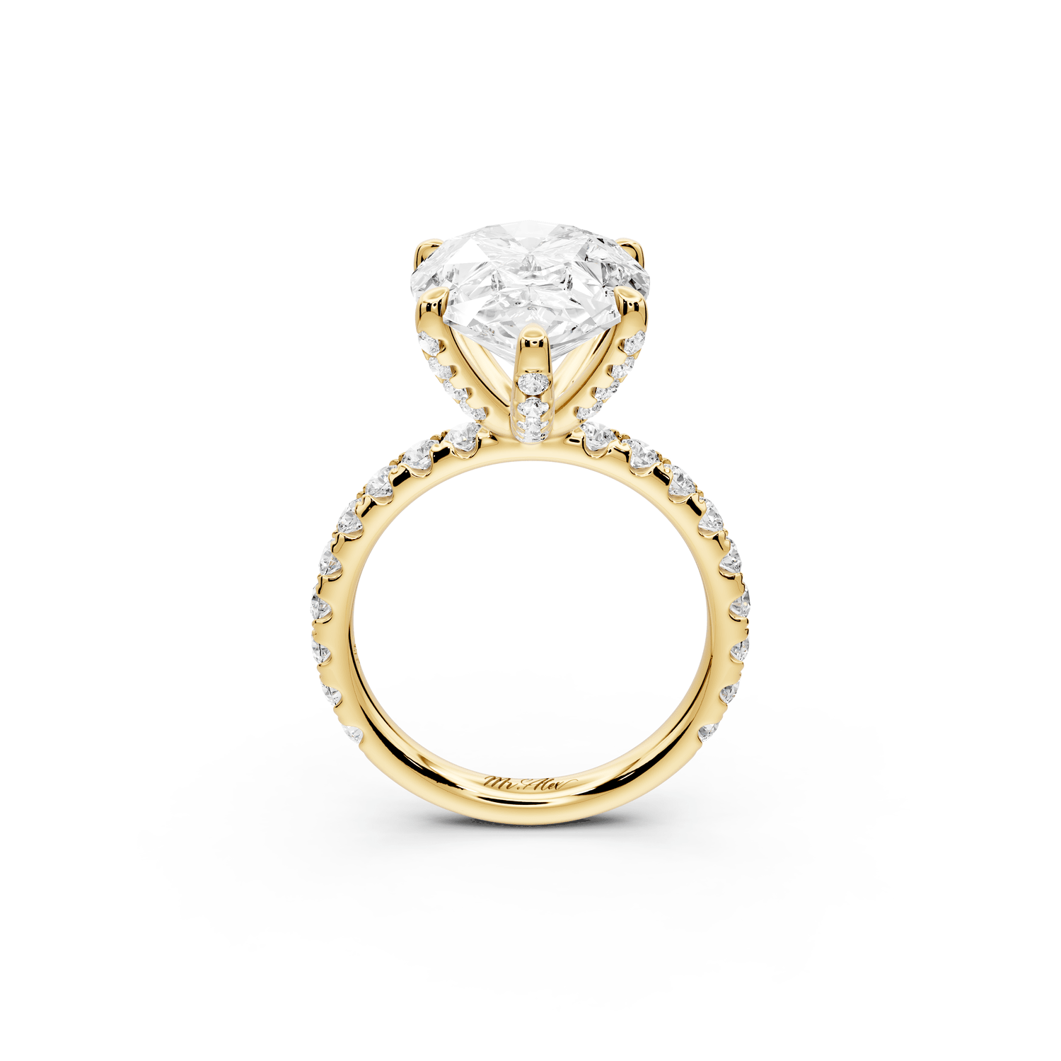 Elise - 5ct 18k yellow gold pear diamond 6-Talon Prong Diamond Crown ...