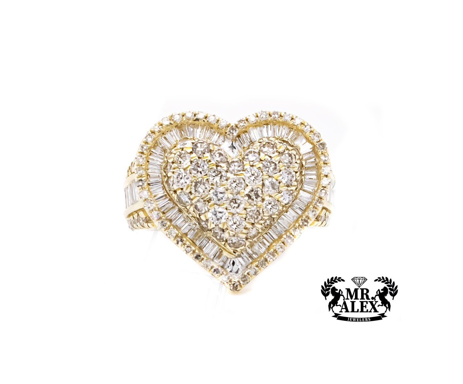 10k 3D Layered Heart Diamond Ring 2.75ct - Rings | Mr. Alex Jewelry