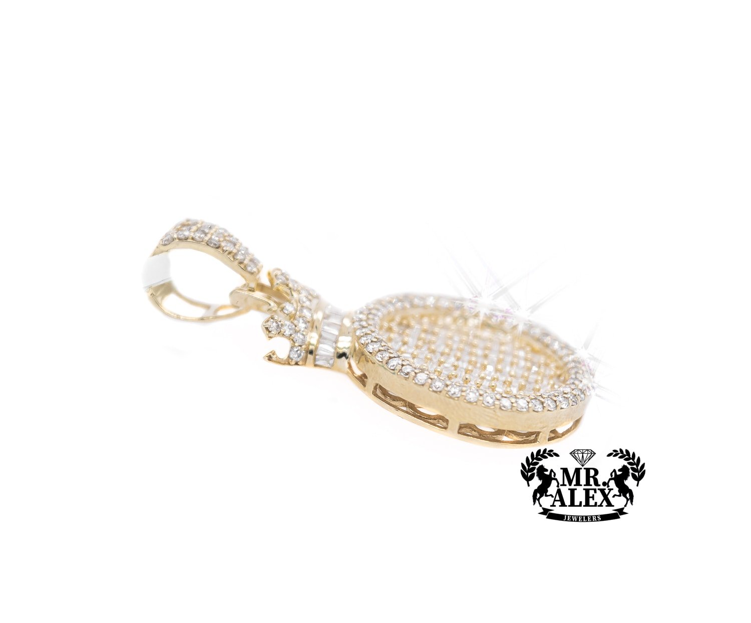 10K Baguette Diamond Circle Pendant 2.75CT - Mr. Alex Jewelry