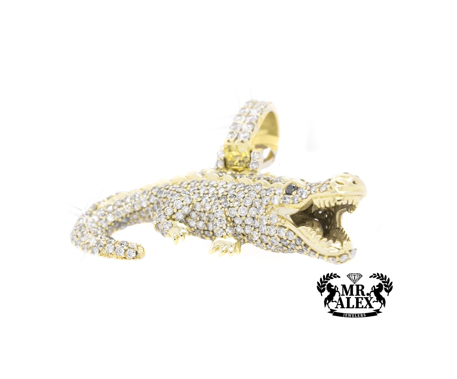 10K Diamond Alligator Pendant 2.95CT Yellow Gold - Pendant | Mr. Alex ...