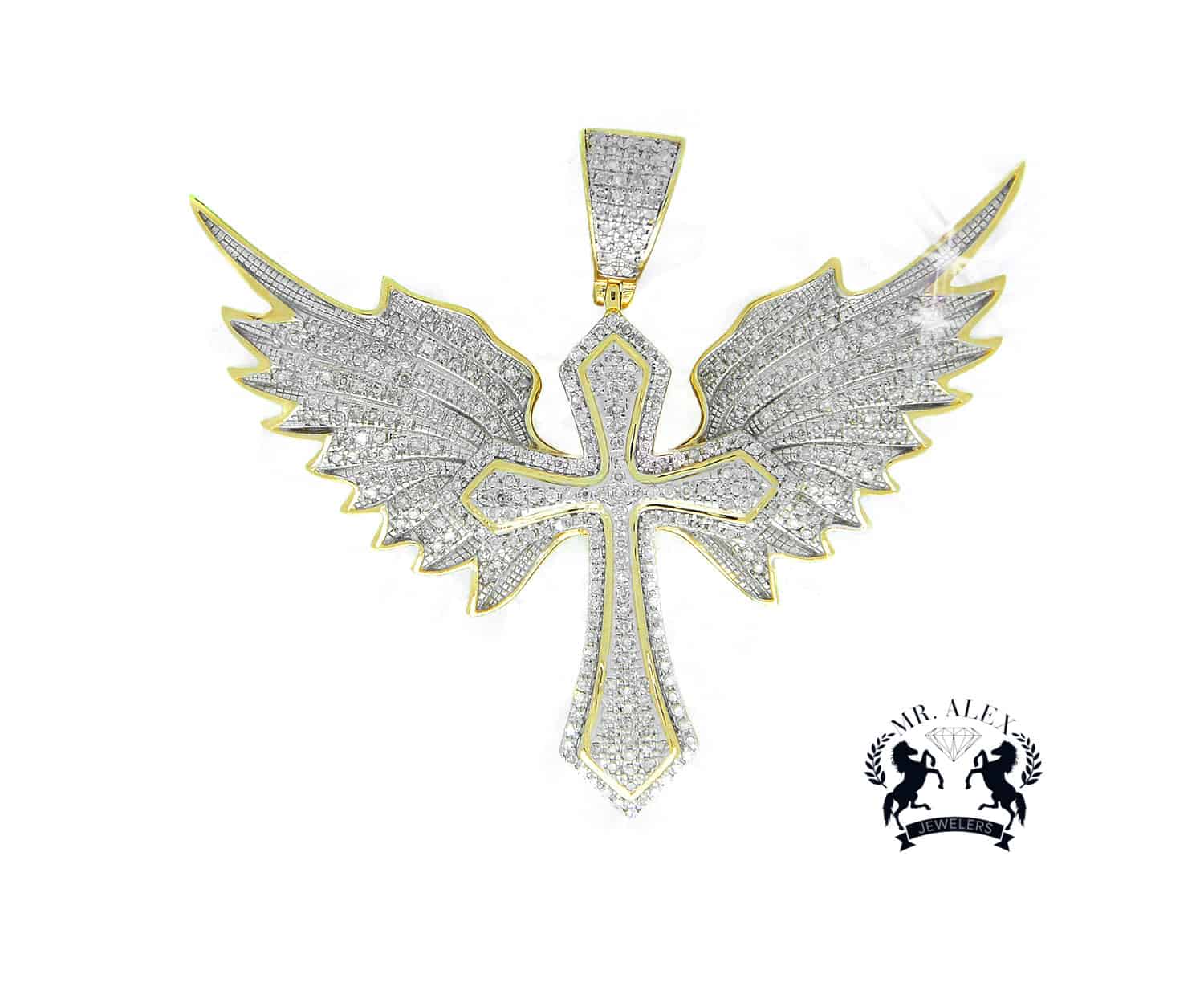10k Diamond Flying Cross 1.15ct Yellow Gold - Pendant | Mr. Alex Jewelry