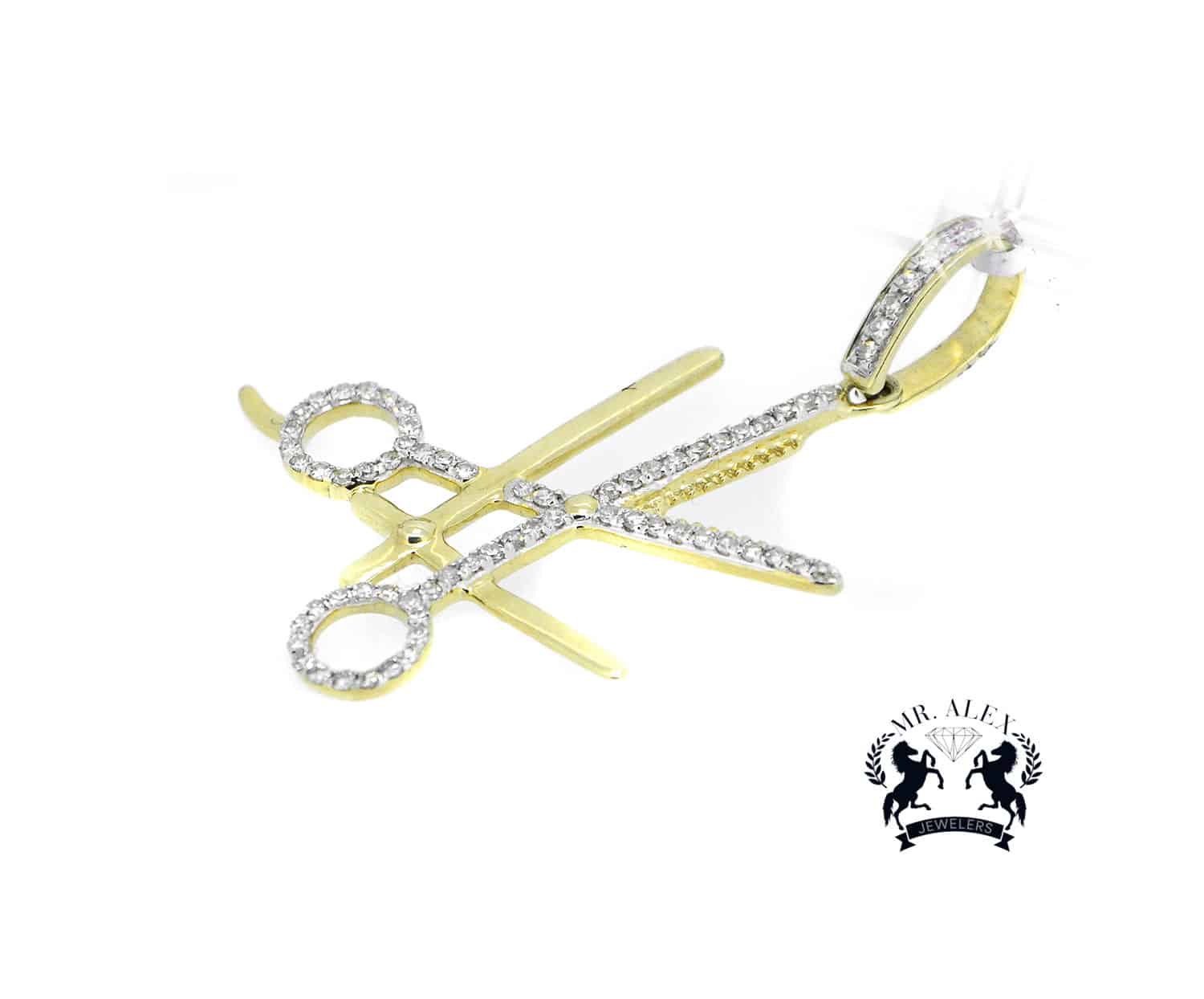 10k Diamond Scissors 0.50ct with Gold Chain 10k 2.5mm Yellow Gold - Mr ...