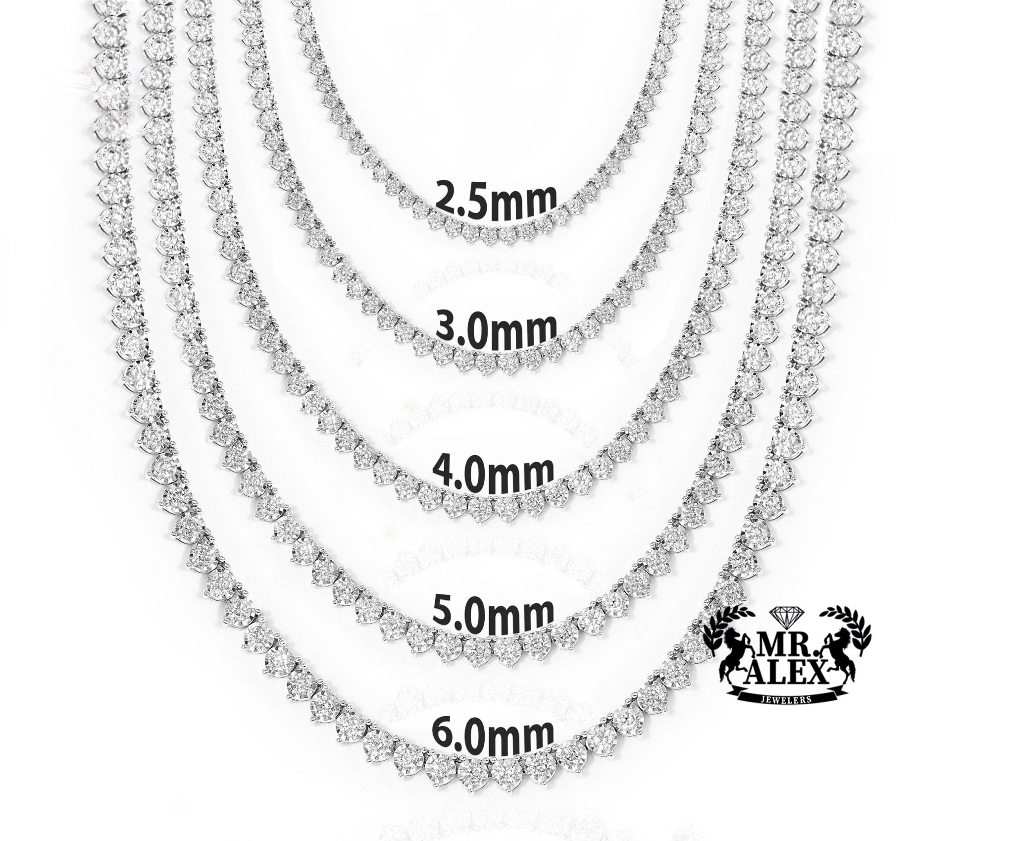 10k Diamond Tennis Necklace Solid 2.6mm 2.15ct - Necklaces | Mr. Alex ...
