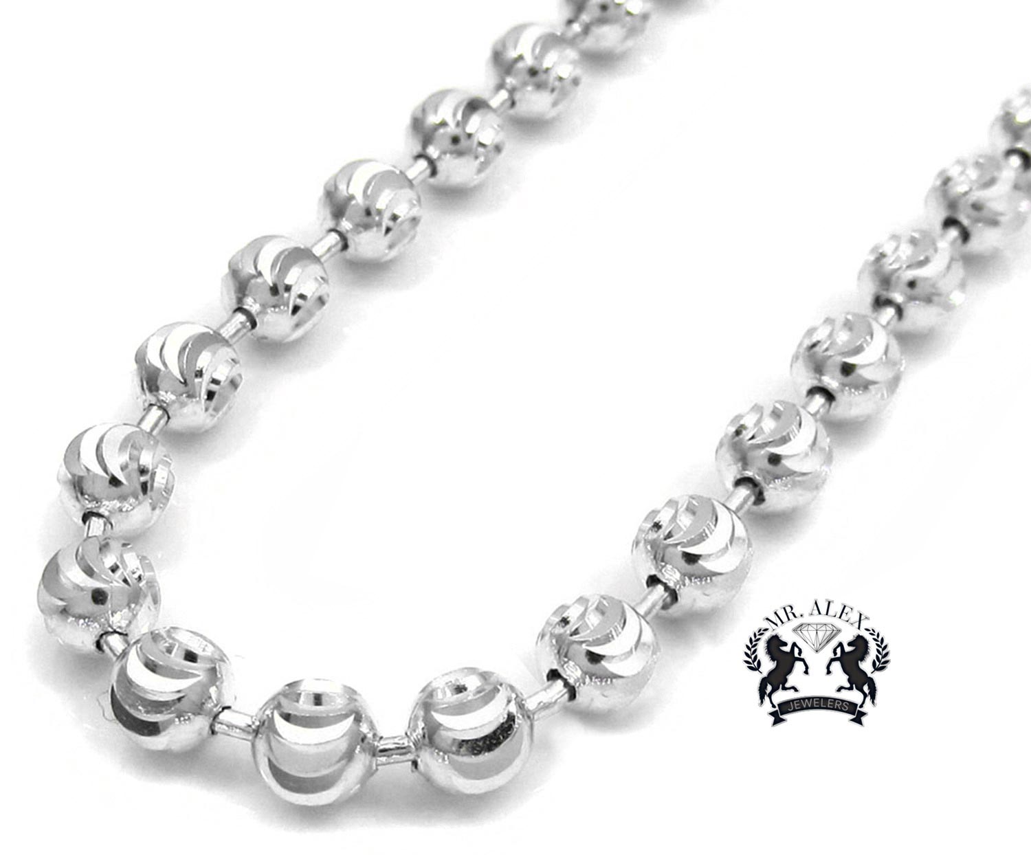 10k Moon Cut Style Solid Chain White Gold - Necklaces | Mr. Alex Jewelry