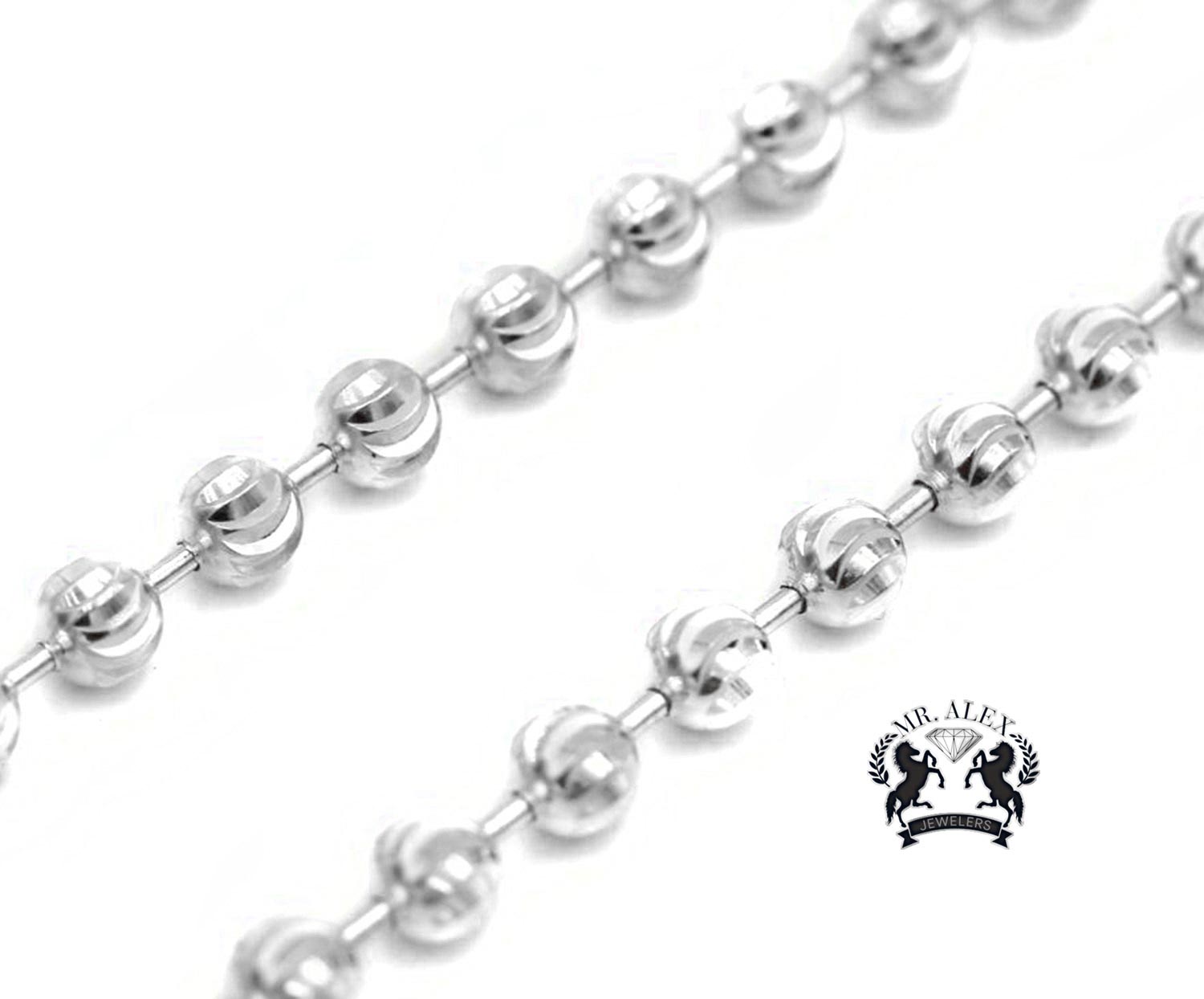10k Moon Cut Style Solid Chain White Gold - Necklaces | Mr. Alex Jewelry