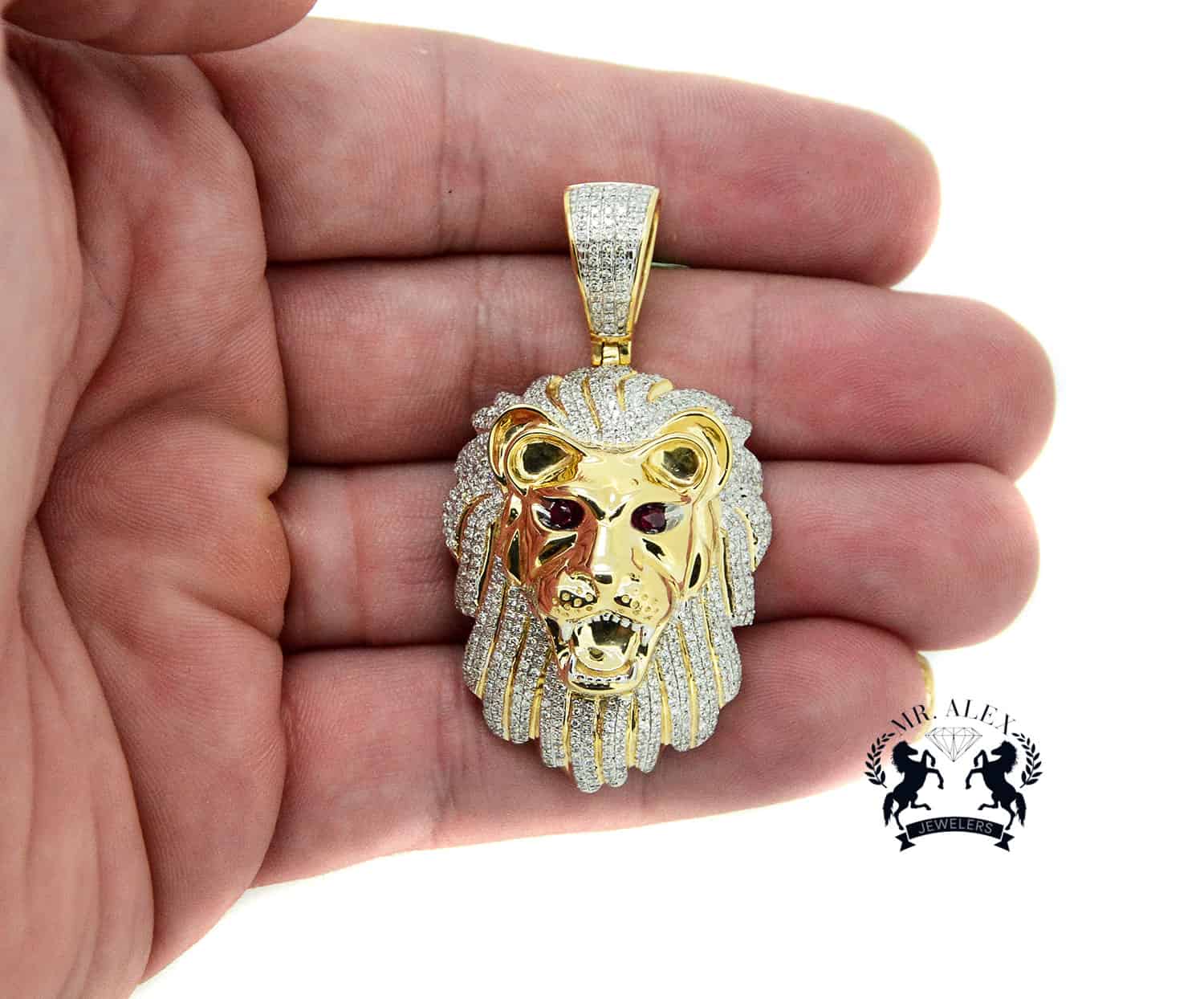 10k Roaring Lion Head Diamond Ring 1.20ct - Mr. Alex Jewelry