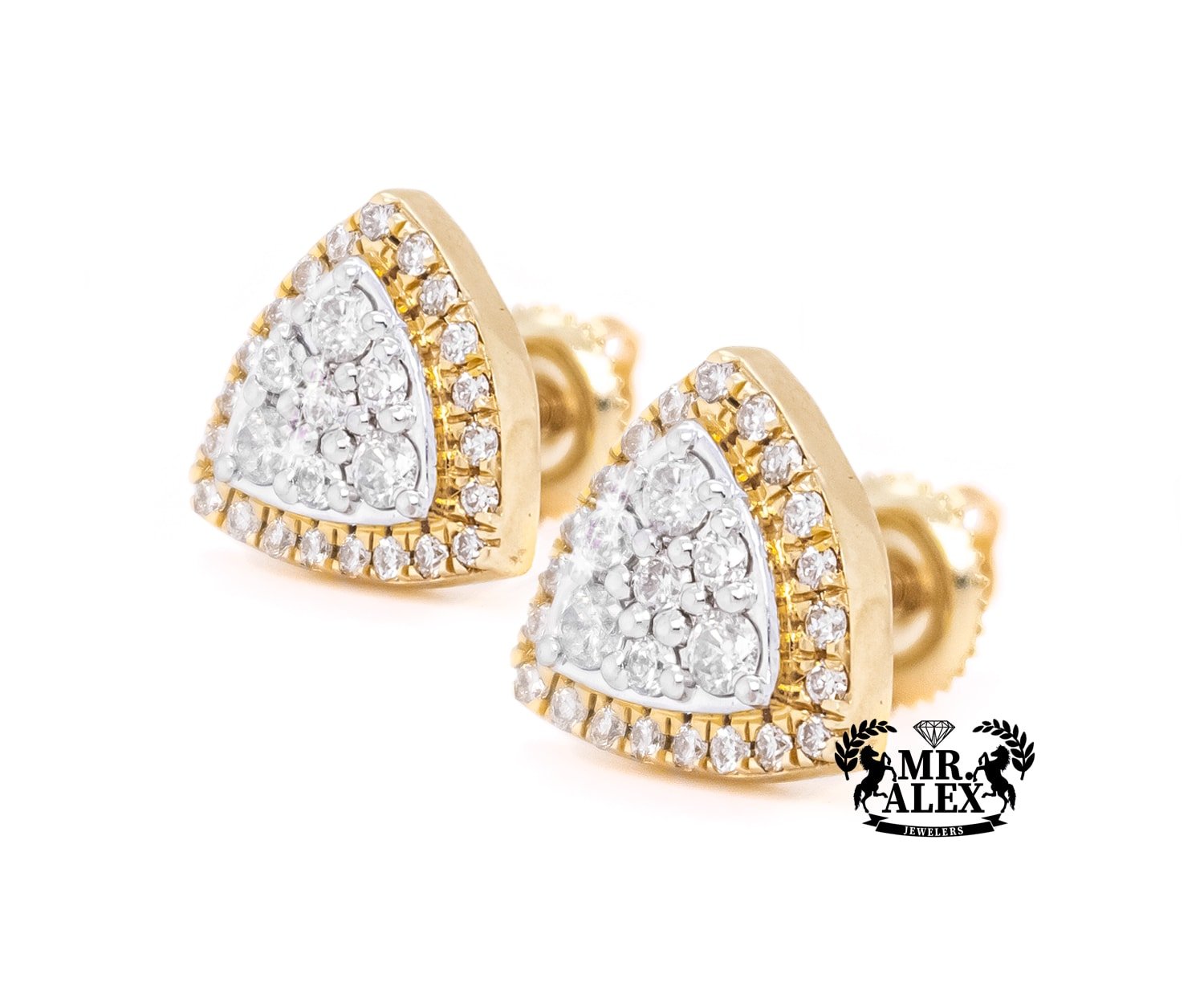 14K Diamond Triangle Stud Earrings 0.75CT - Earrings | Mr. Alex Jewelry