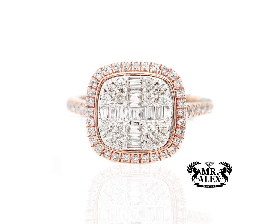 14k Rectangular Halo Diamond Ring 0.85ct - Rings | Mr. Alex Jewelry